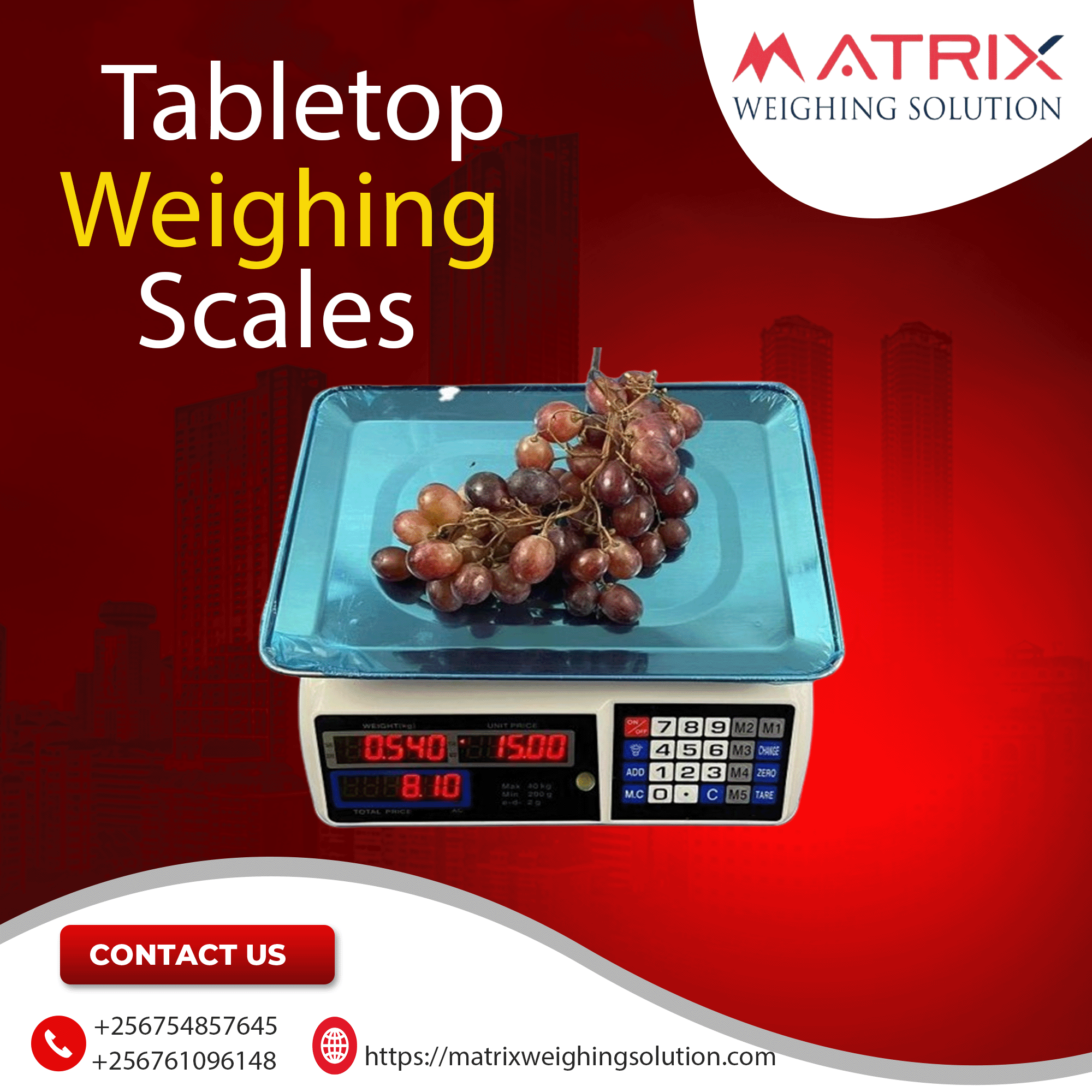 Digital Commercial Tabletop Scale - Matrix Weighing Solutions
